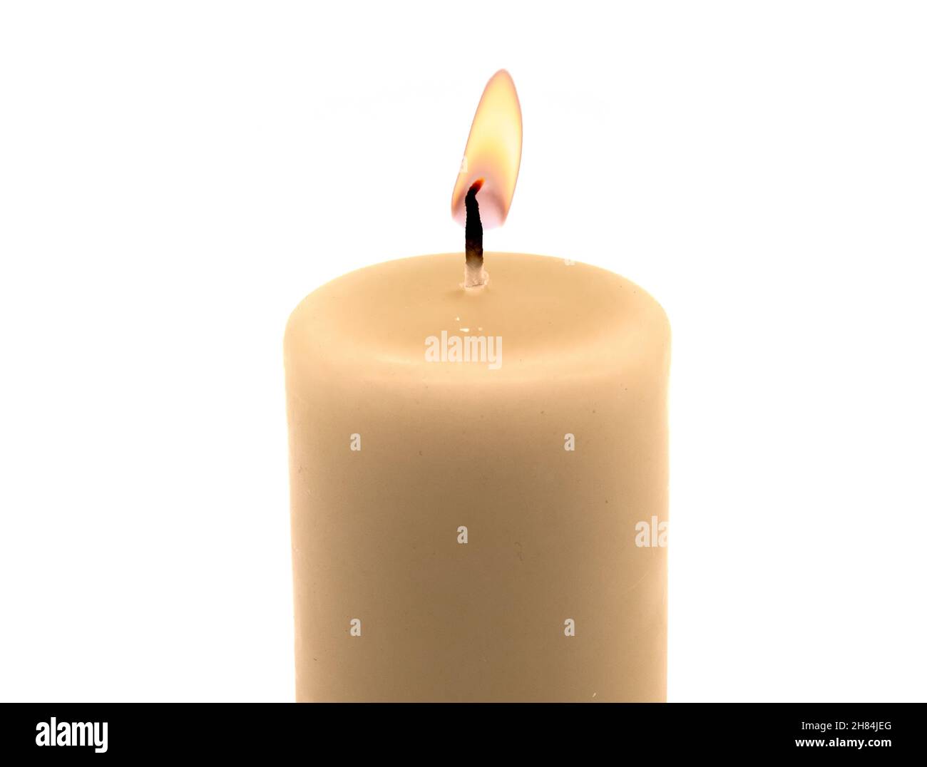 burning white candle isolated on white background Stock Photo - Alamy