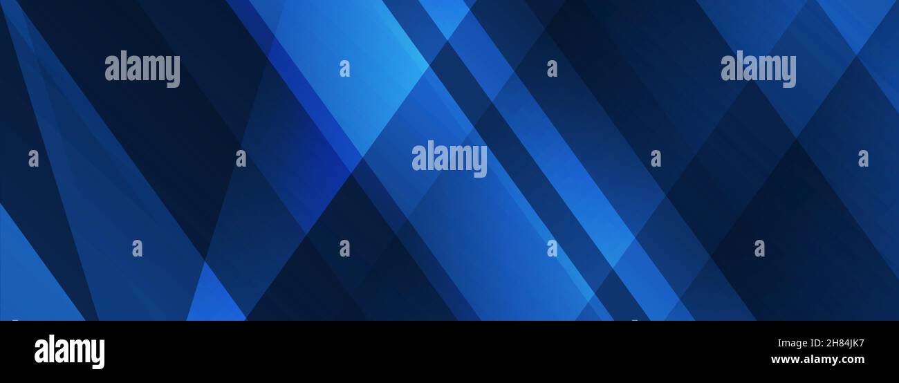 Blue abstract modern dark wide banner, gradient navy blue background ...