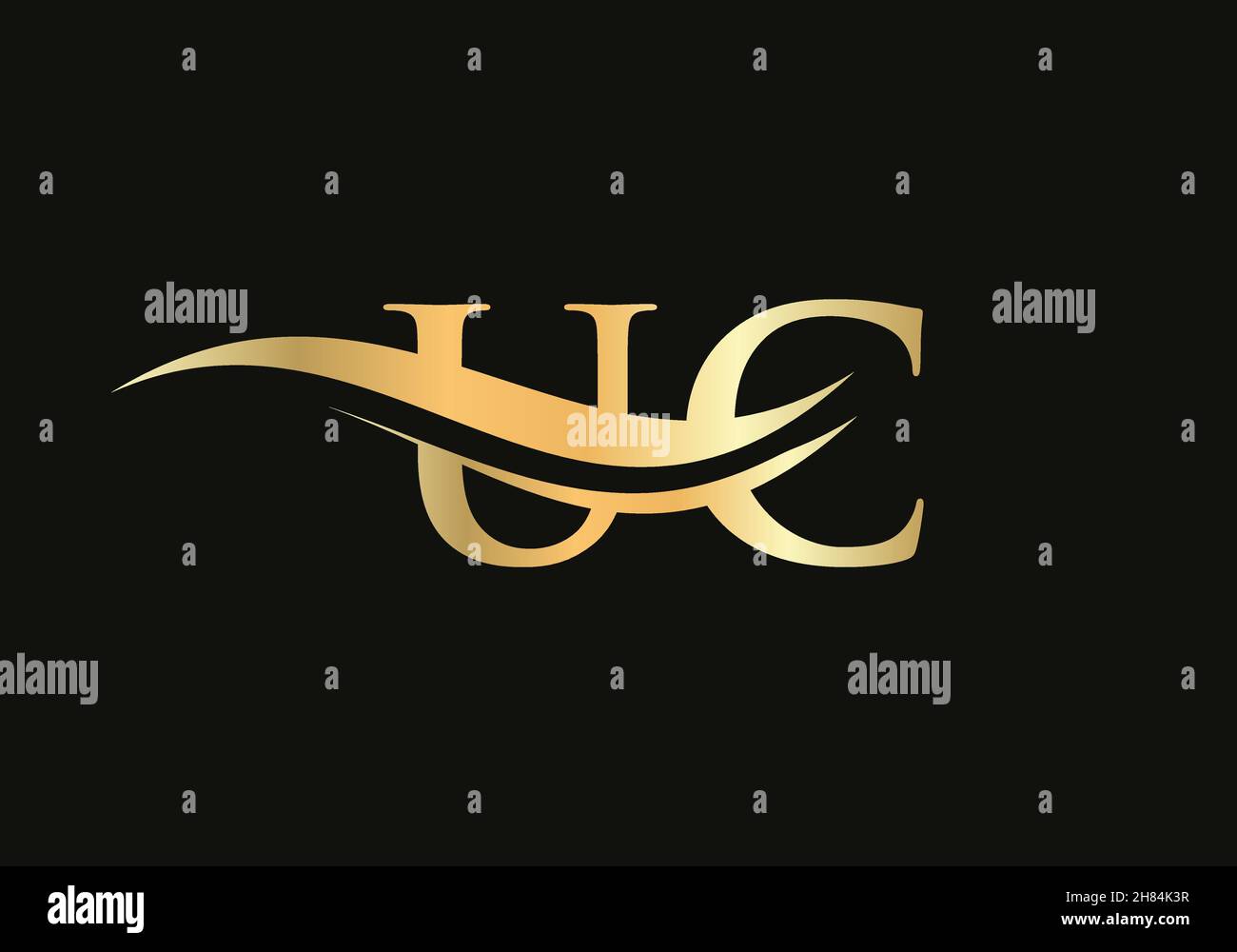 Initial Gold letter UC logo design. UC logo design with modern trendy ...