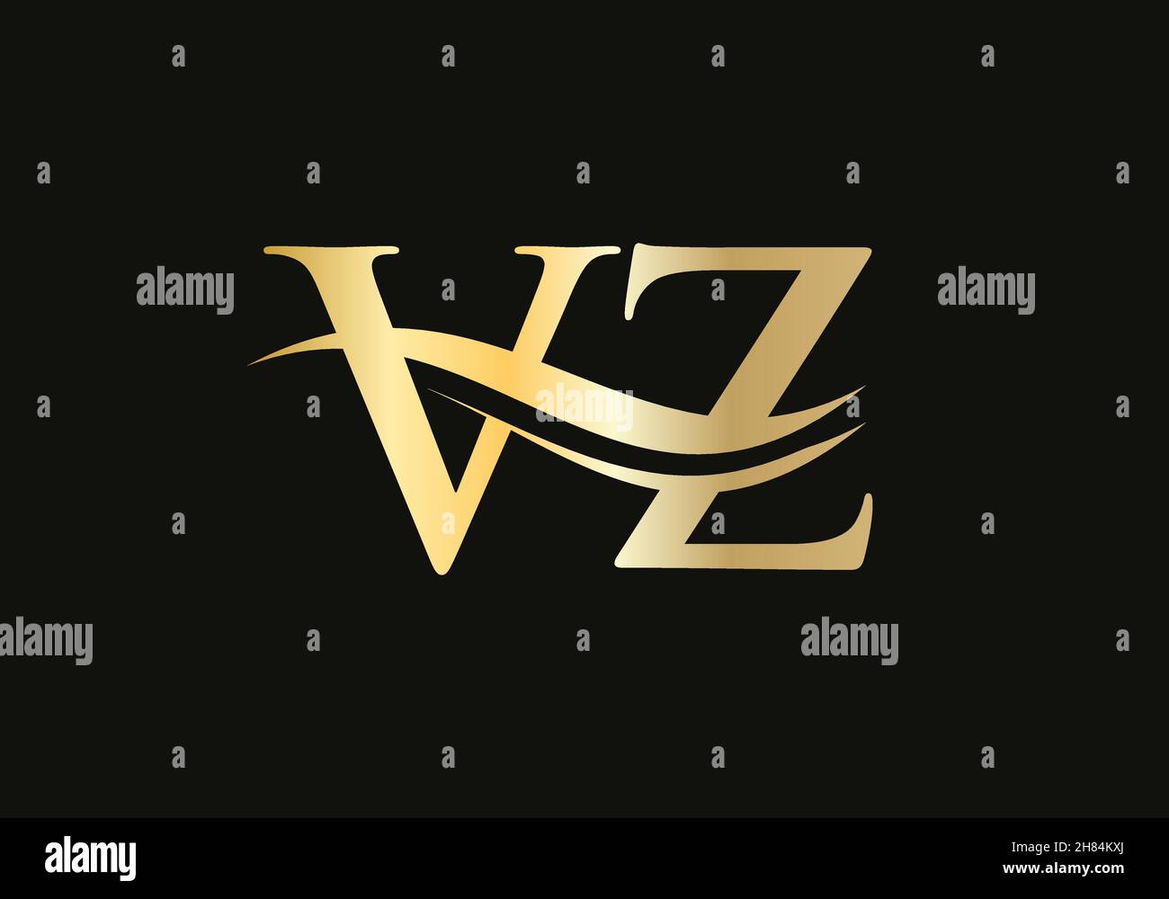 Water Wave VZ Logo Vector. Swoosh Letter VZ Logo Design for business ...