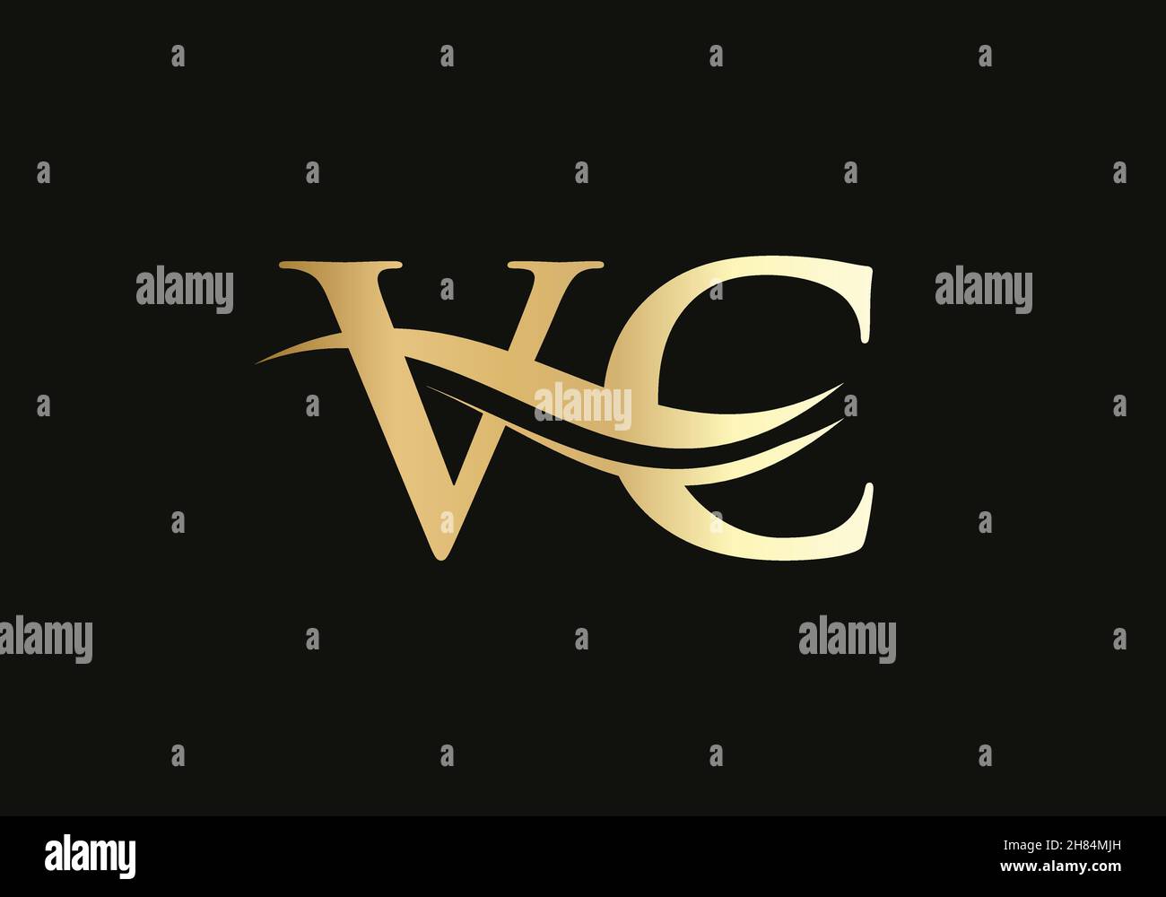 Initial Gold letter VC logo design. VC logo design with modern trendy ...