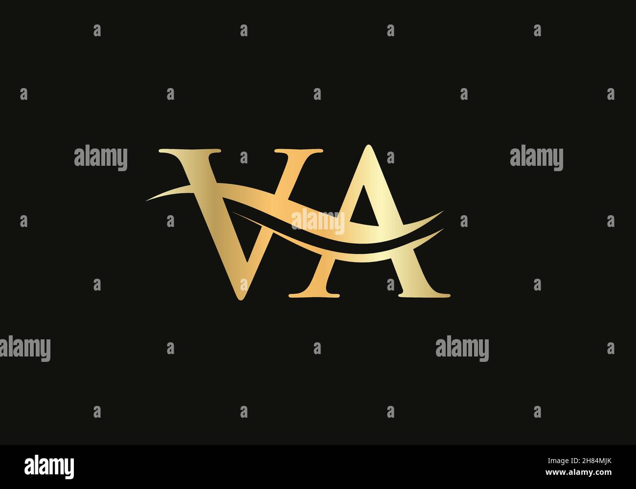 Initial VA letter linked logo vector template. Swoosh letter VA logo ...
