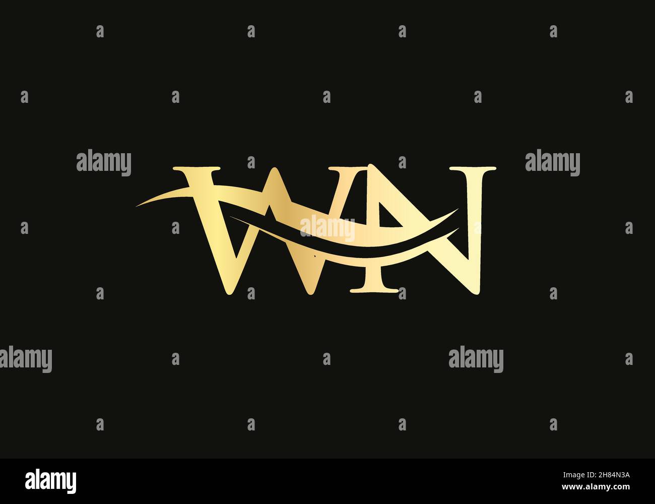 WN letter logo design. Premium Letter WN Logo Design with water wave ...