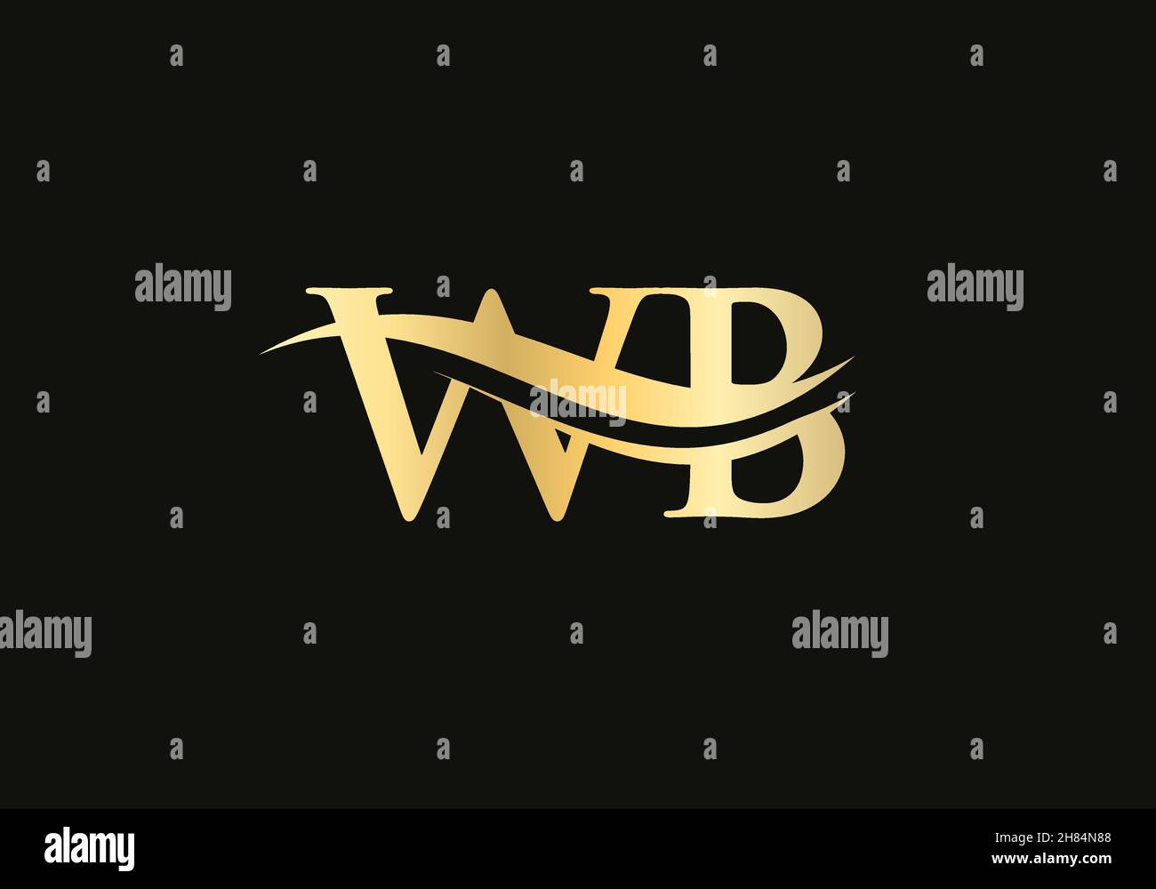 Initial WB letter logo with creative modern business typography vector ...