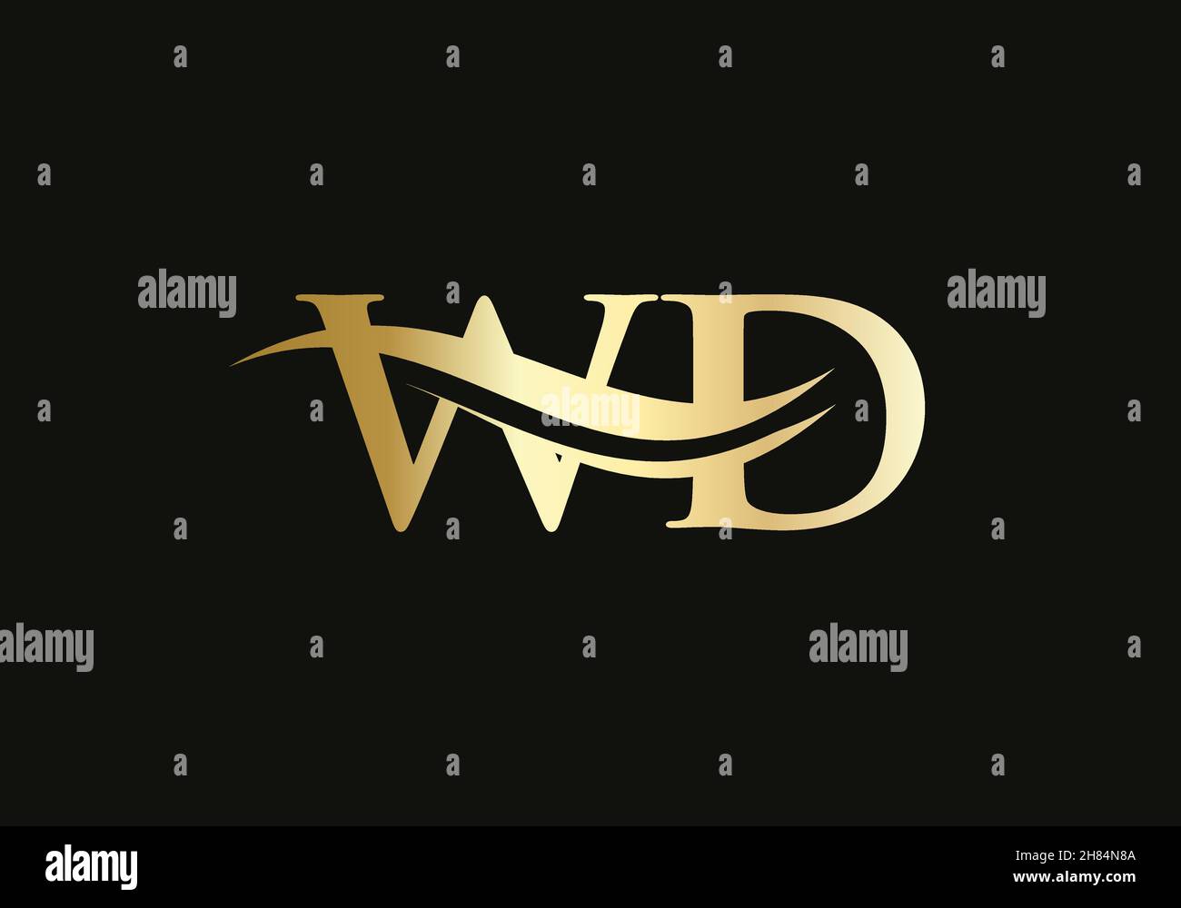 Gold WD letter logo design. WD logo design with creative and modern ...