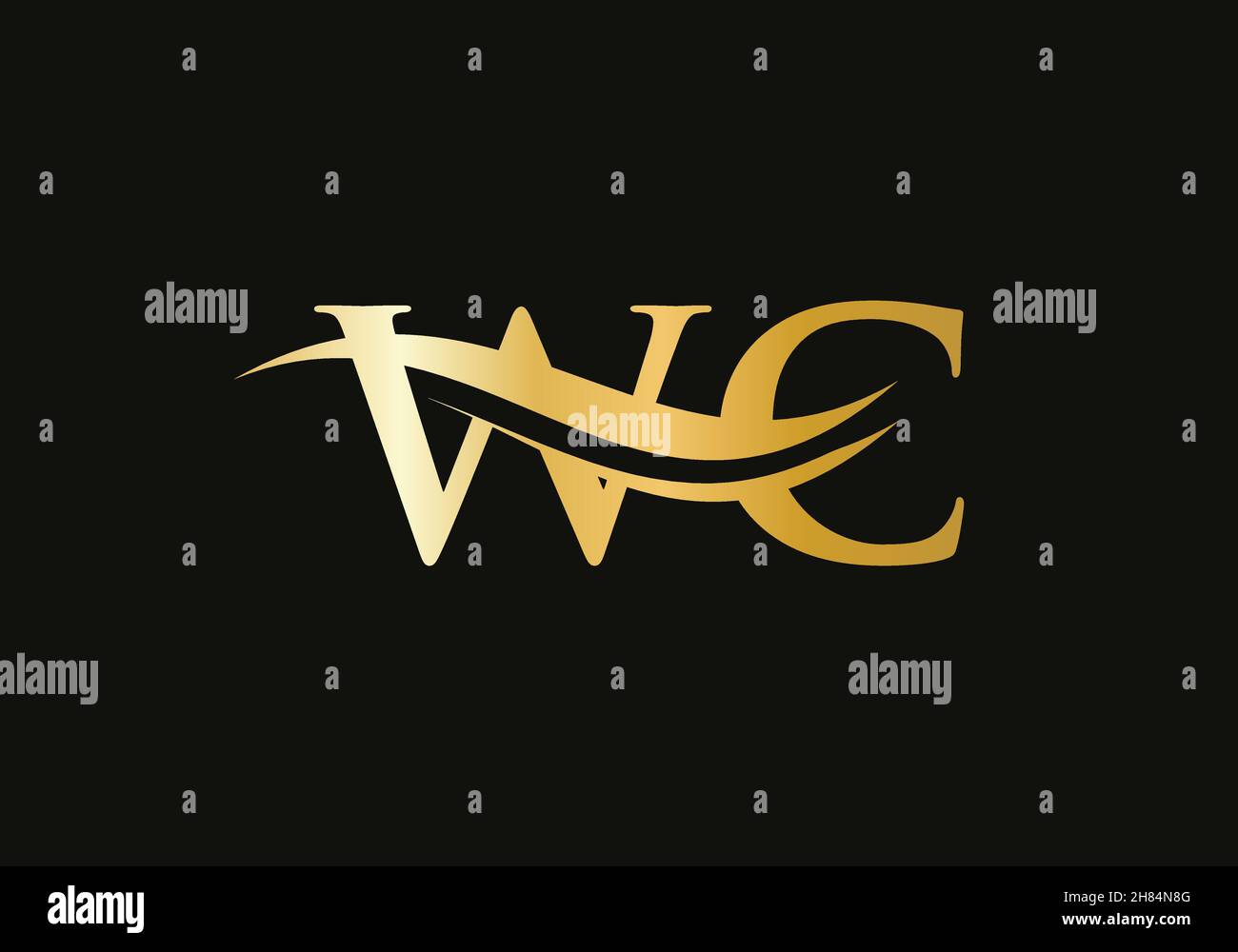 Initial Gold letter WC logo design. WC logo design with modern trendy ...