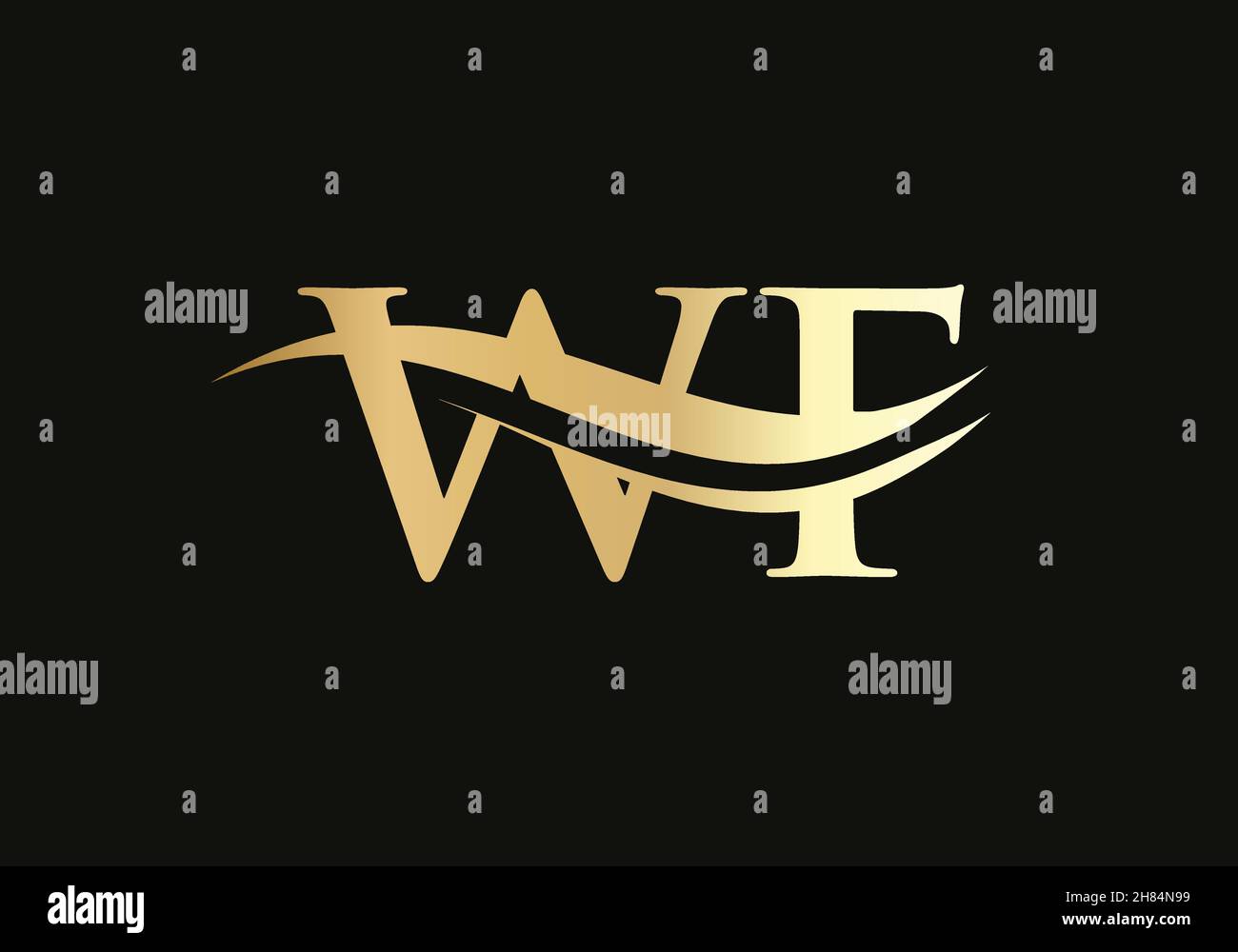 Modern letter WF logo design Vector. Initial linked letter WF logo ...