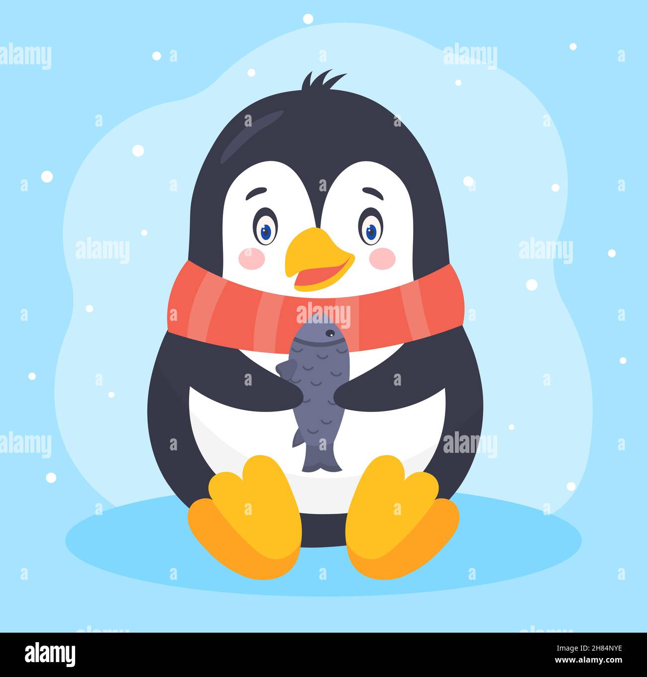 Penguin Eating Fish Clipart
