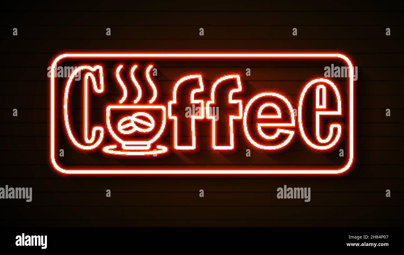Coffee bean neon logo. Neon coffee sign on wall vector Stock Vector ...