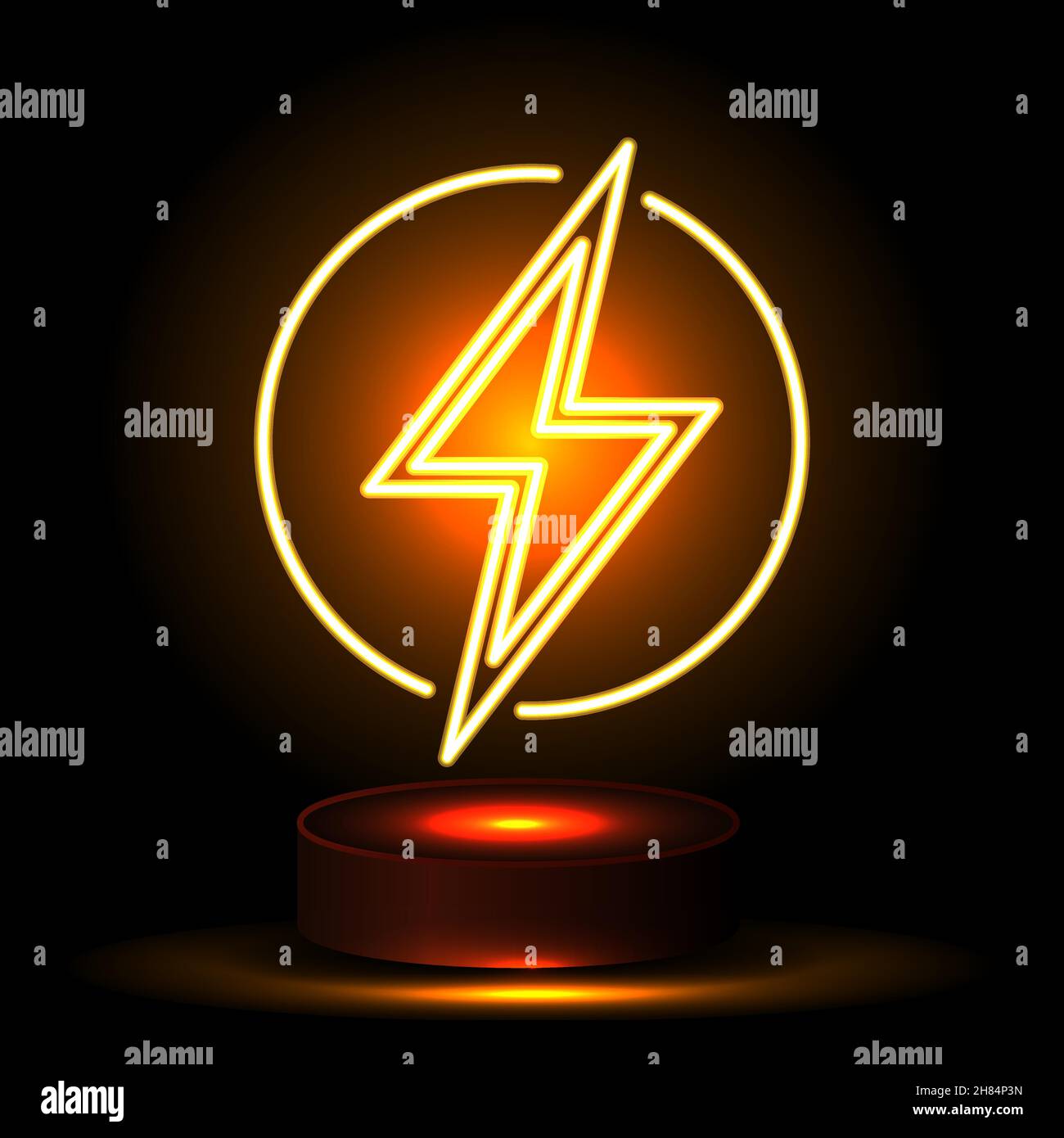 Neon sign of lightning signboard on the background. Vector Stock Vector ...