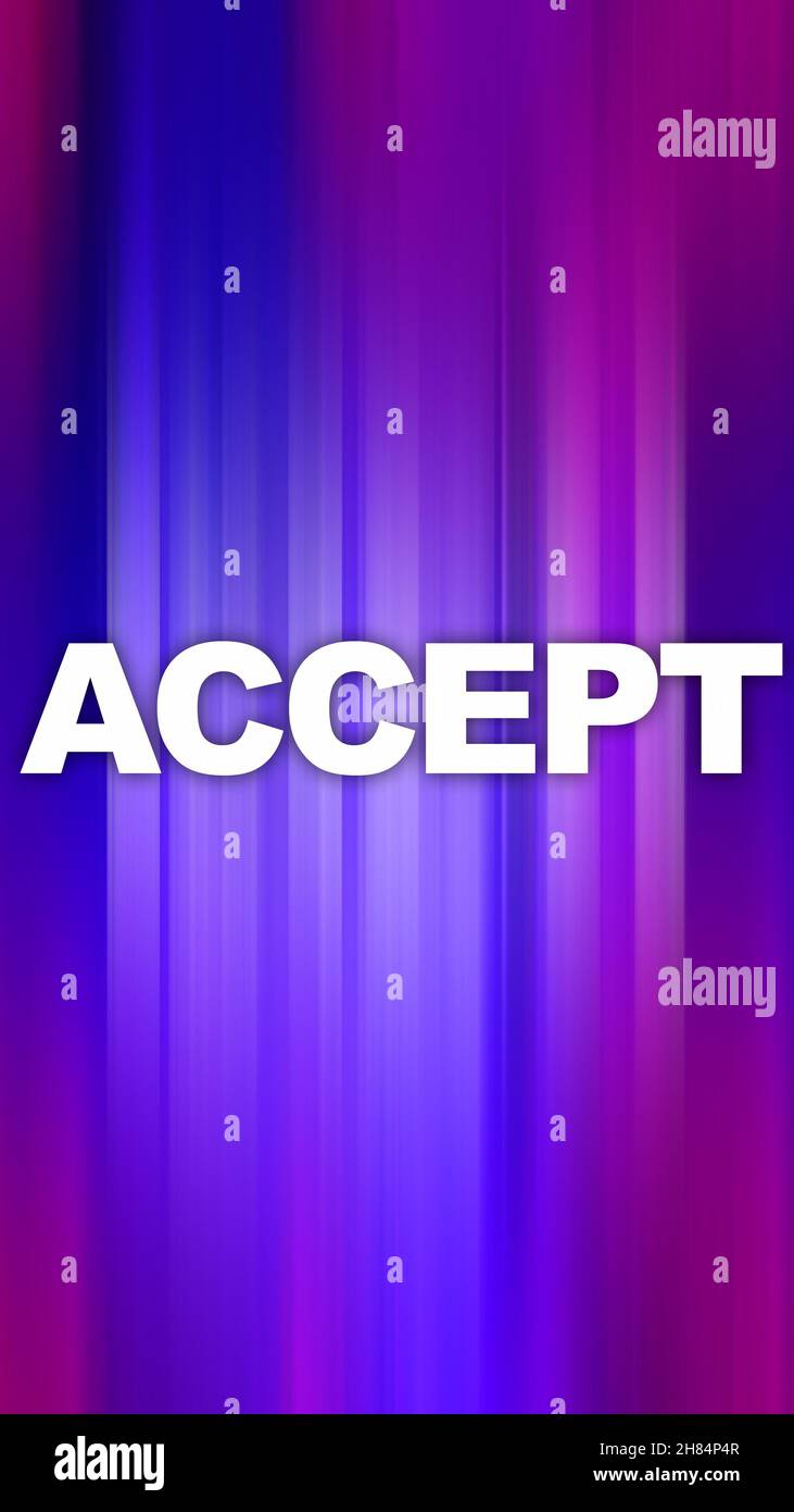 Accept word on abstract fast motion colorful background. Agreement ...