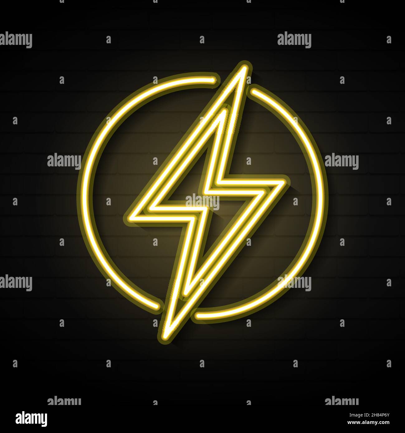 Neon sign of lightning signboard on the background. Vector Stock Vector ...