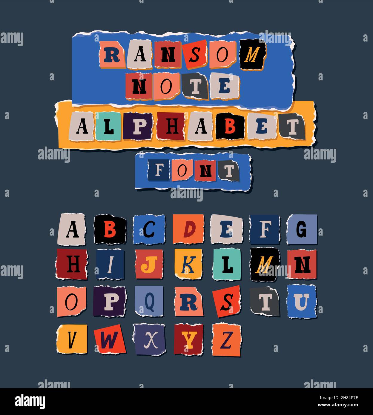 ransom note alphabet font card Stock Vector Image & Art - Alamy