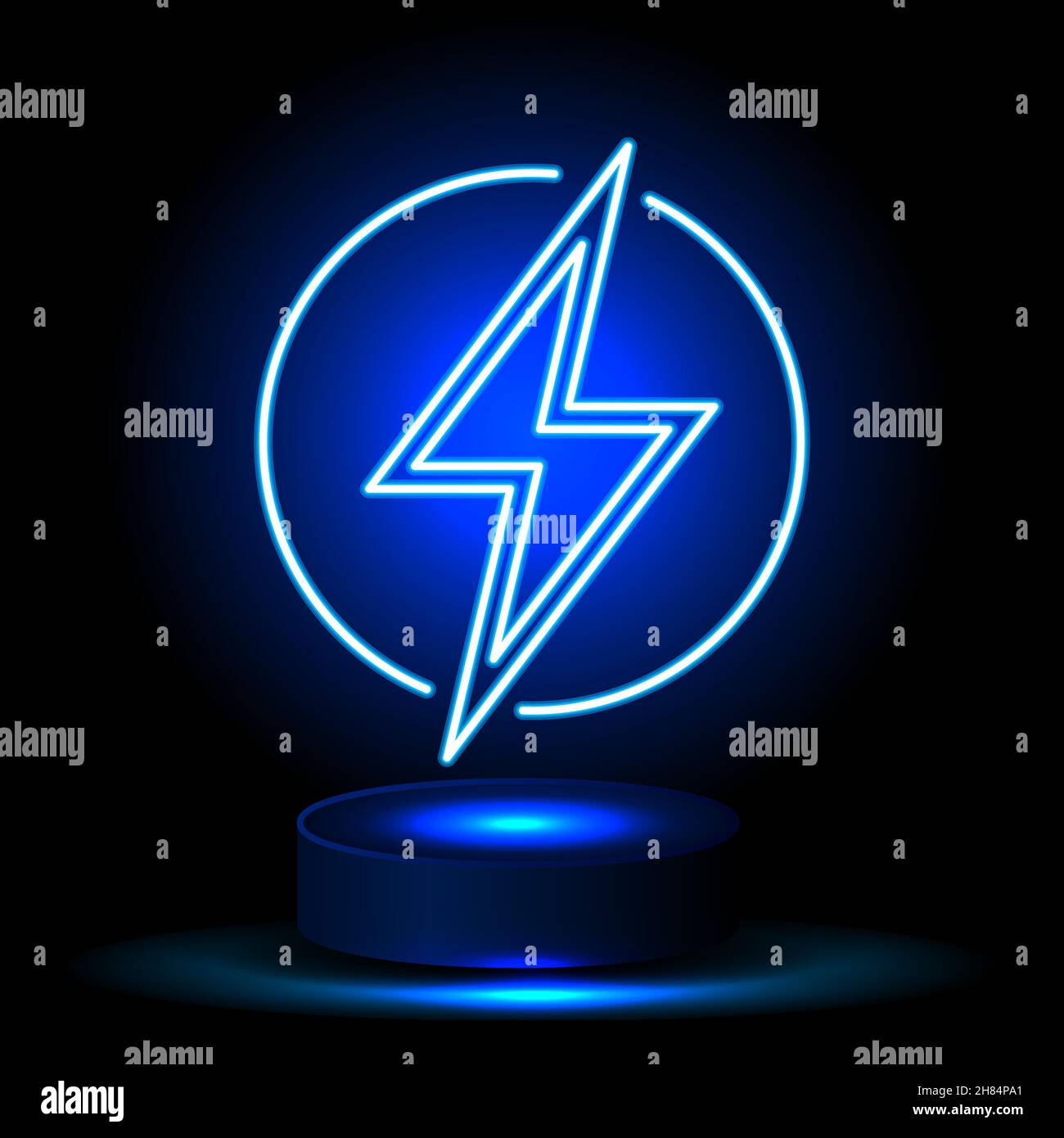 Neon sign of lightning signboard on the background. Vector Stock Vector ...