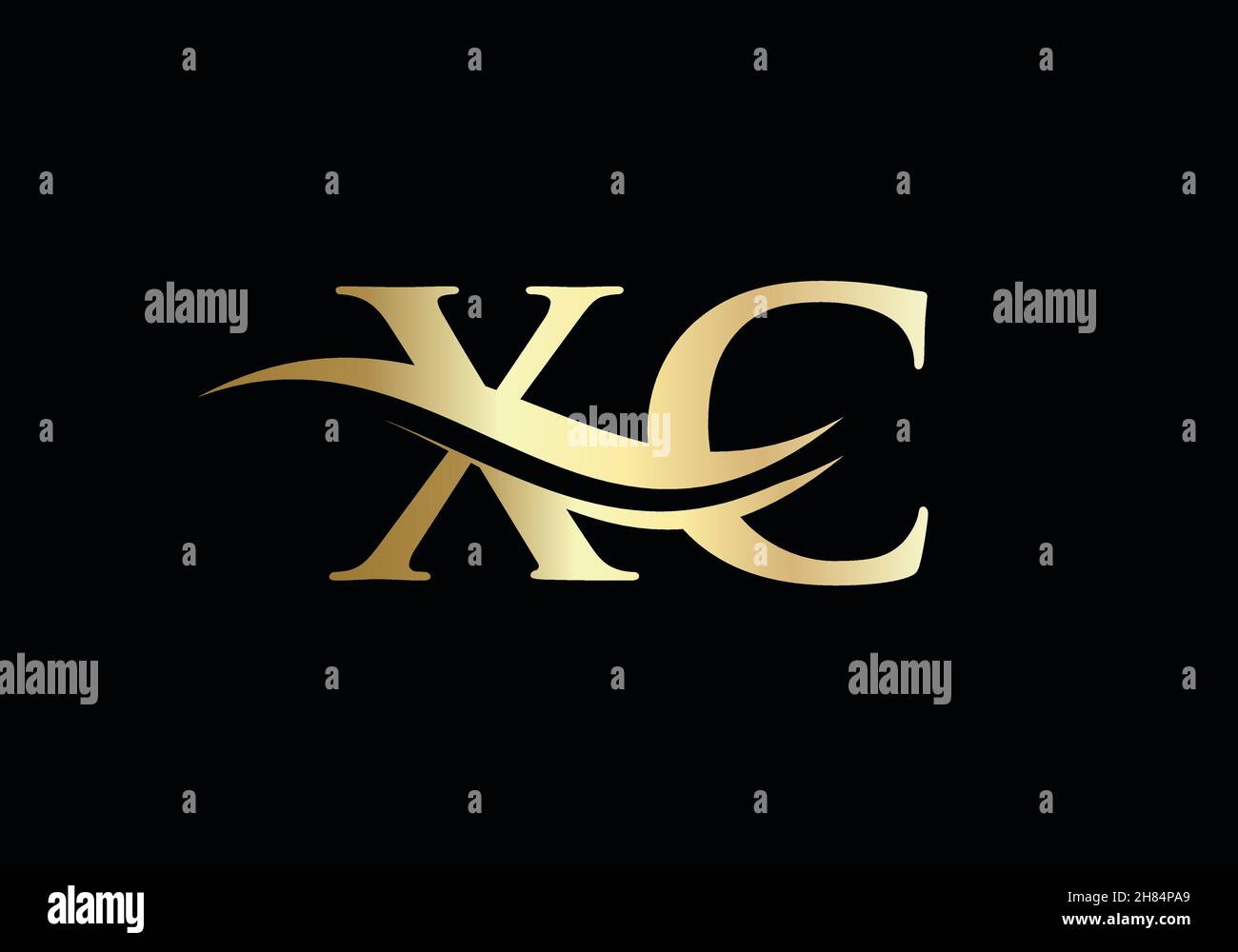 Initial Gold letter XC logo design. XC logo design with modern trendy ...