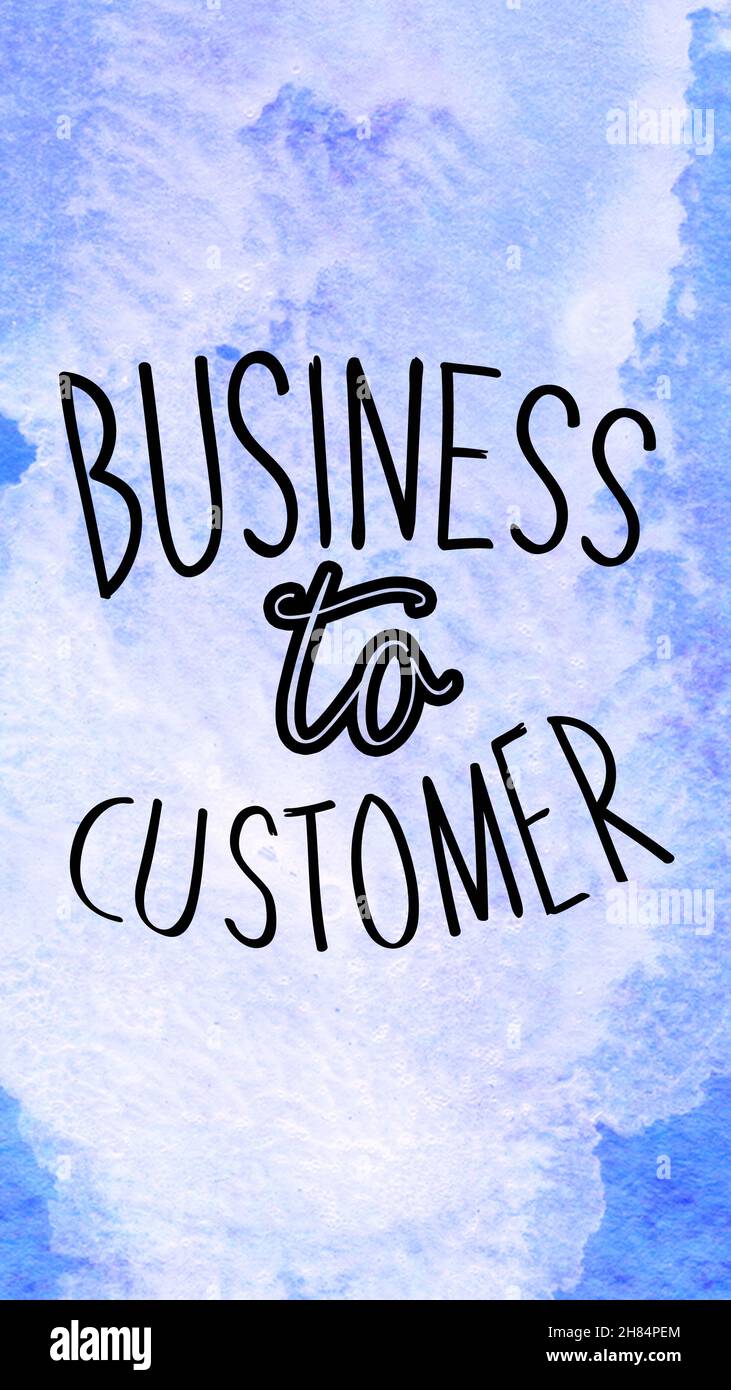 Business to customer words lettering on colorful watercolor background ...