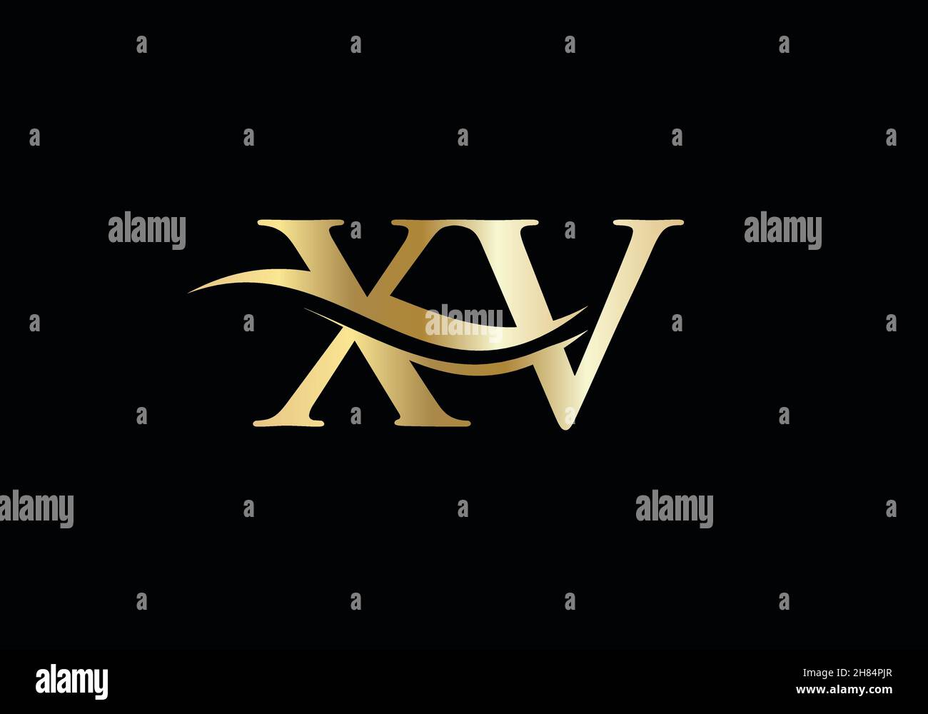 Water Wave XV Logo Vector. Swoosh Letter XV Logo Design for business ...