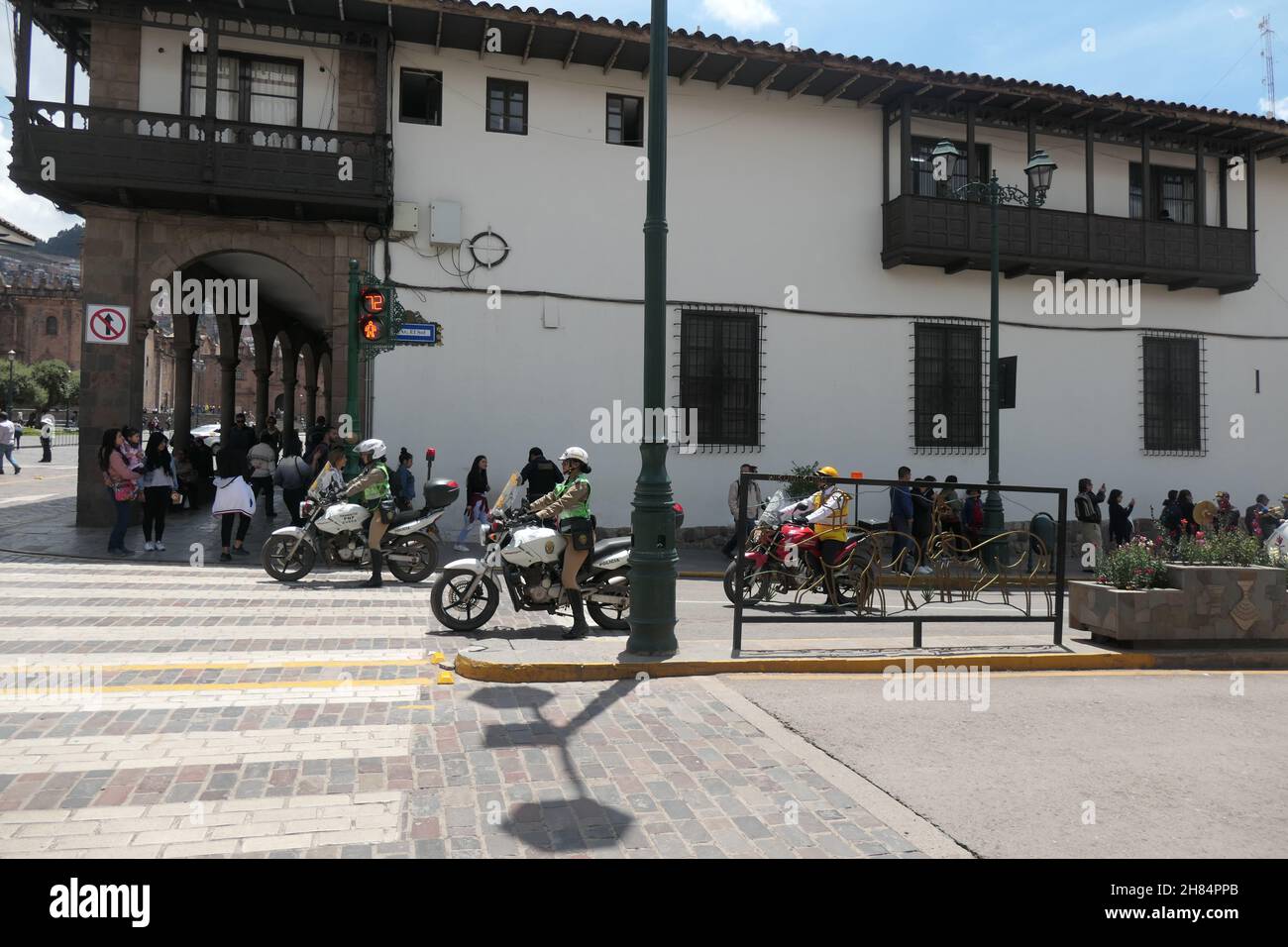 Police on motorbike in Cusco Peru South America Stock Photo - Alamy