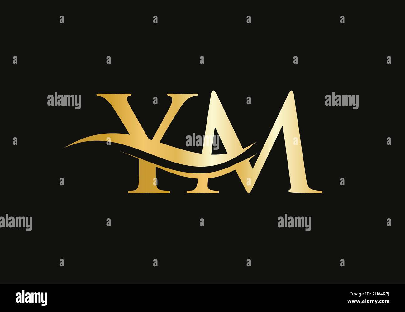 Premium Letter YM Logo Design with water wave concept. YM letter logo ...