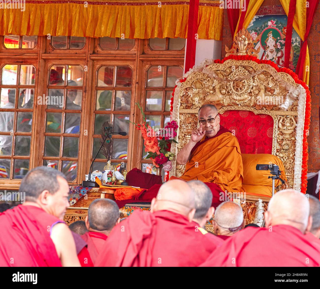 Disket, Nubra Valley. India. 13 July 2017. His Holiness the 14 Dalai ...