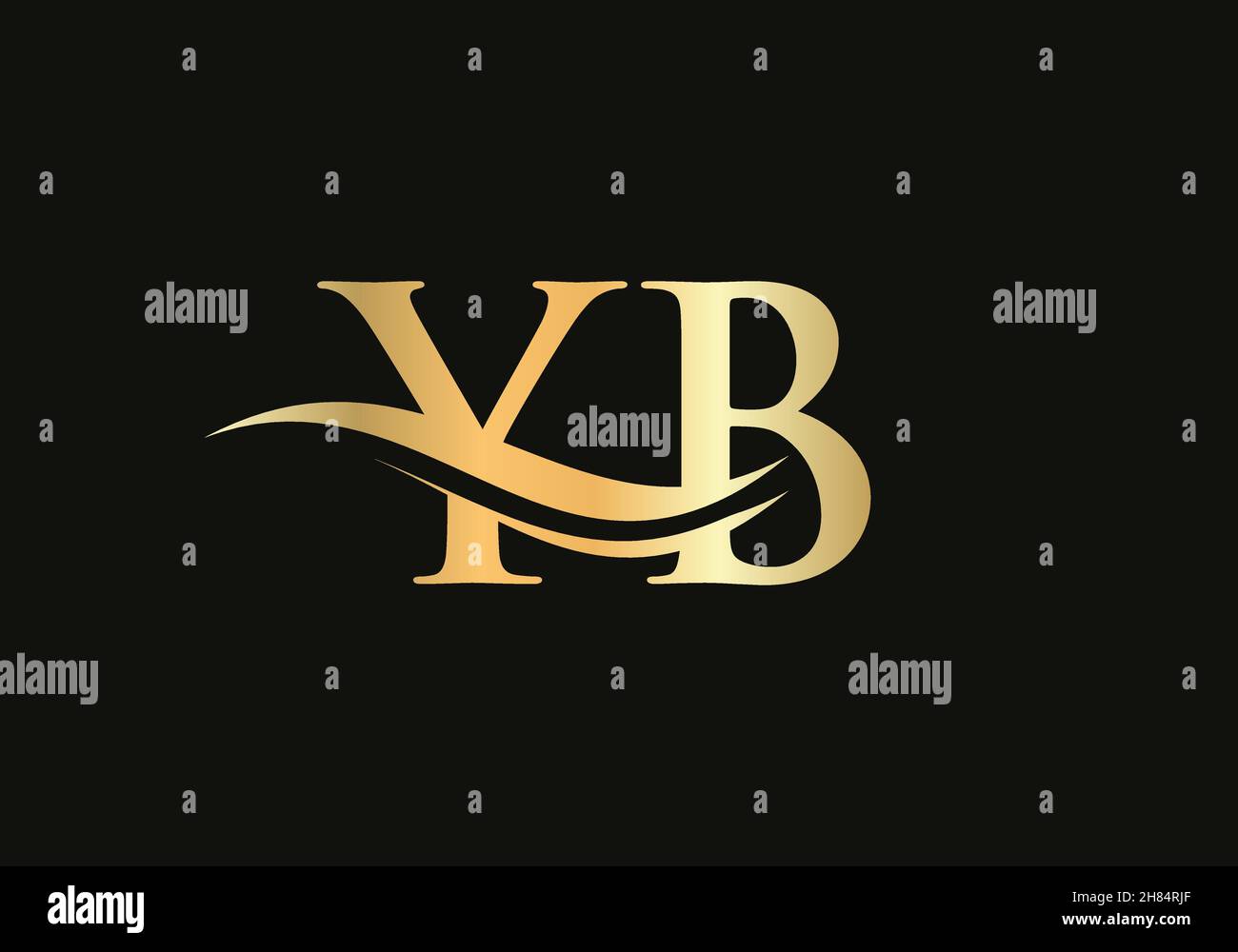 Initial YB letter logo with creative modern business typography vector ...