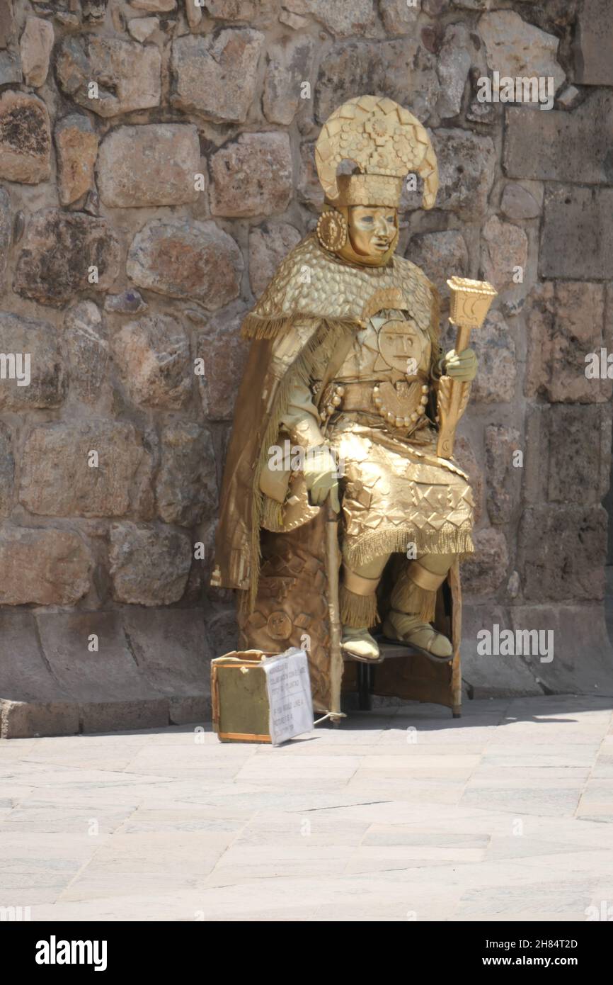 Cusco Peru South America Andes mountains man or woman dressed up as ...
