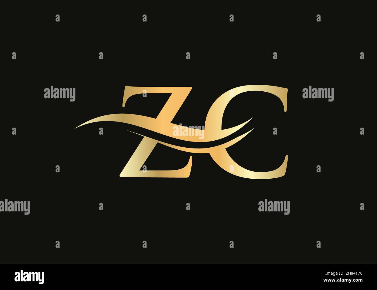 Initial Gold letter ZC logo design. ZC logo design with modern trendy Stock Vector Image & Art ...