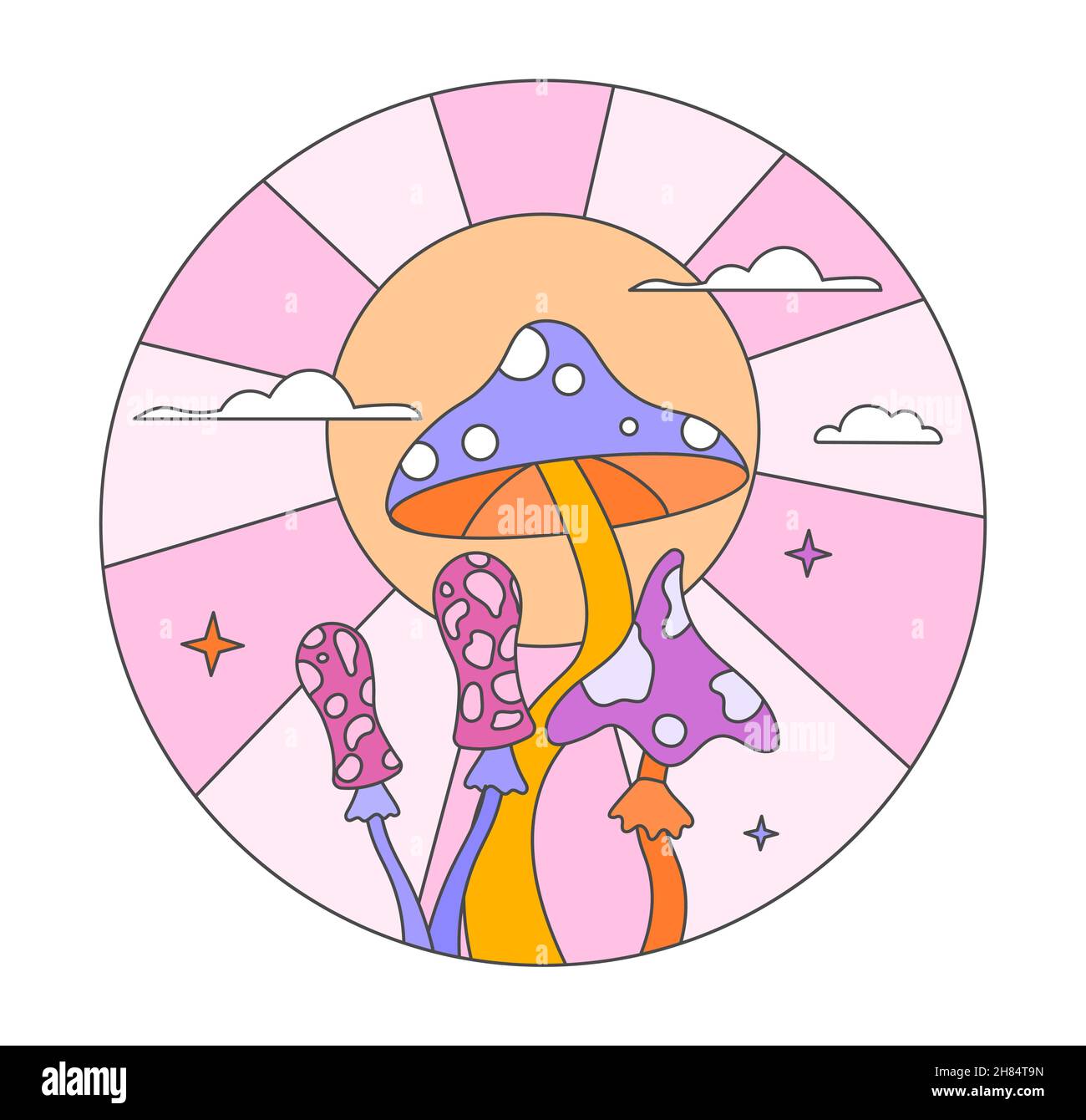 Psychedelic mushrooms pink Stock Vector Images - Alamy