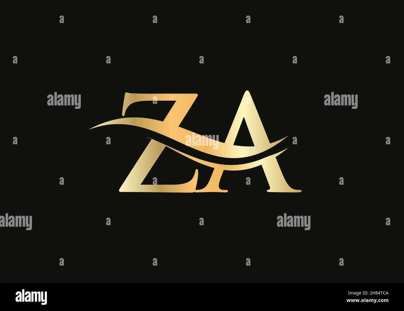 Initial ZA letter linked logo vector template. Swoosh letter ZA logo ...