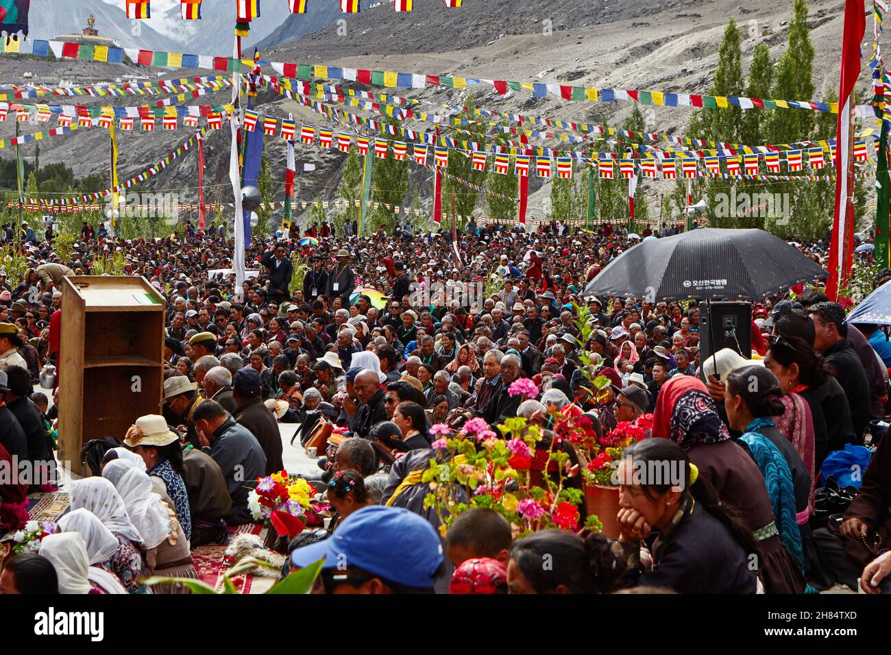 Disket, Nubra Valley. India. 13 July 2017. His Holiness the 14 Dalai ...