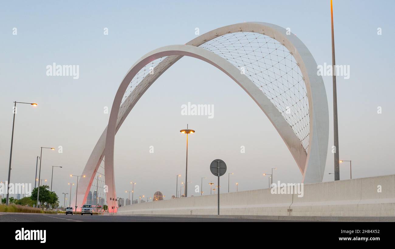 Scenic view of the Al Wahda Arches in Doha, Qatar Stock Photo - Alamy