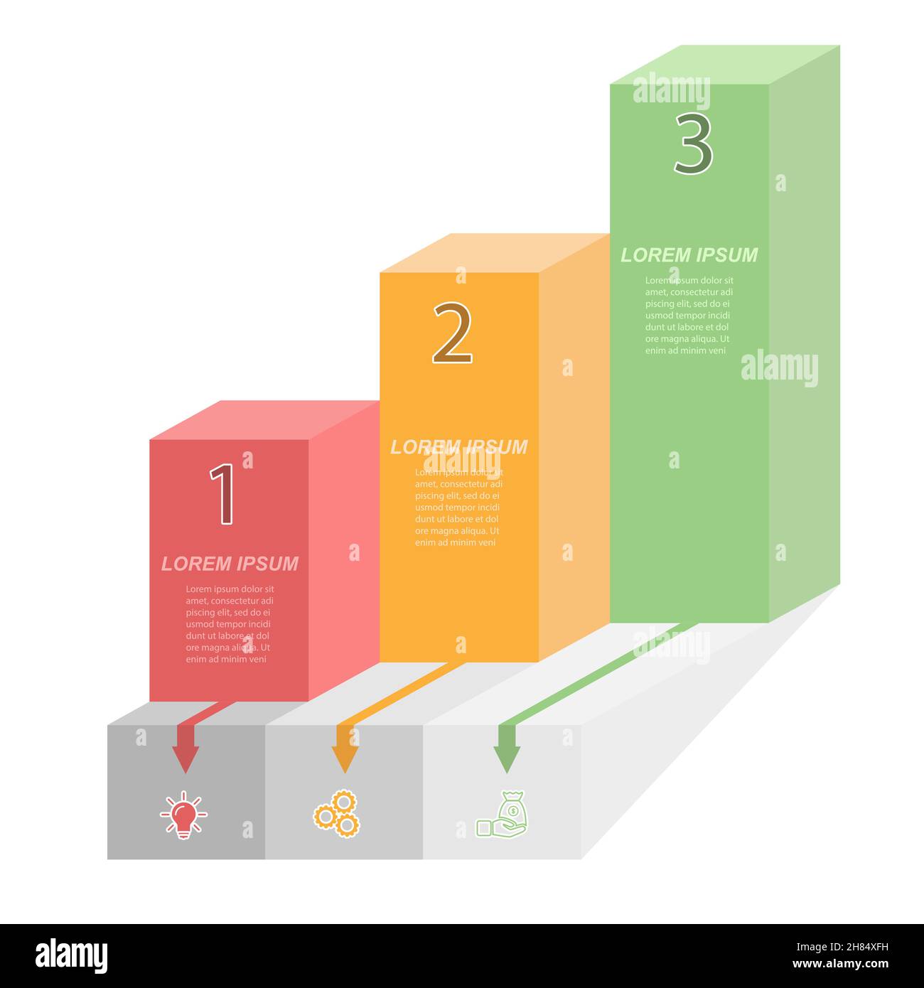 Infographics with pictograms. Template of 3 stages of business ...