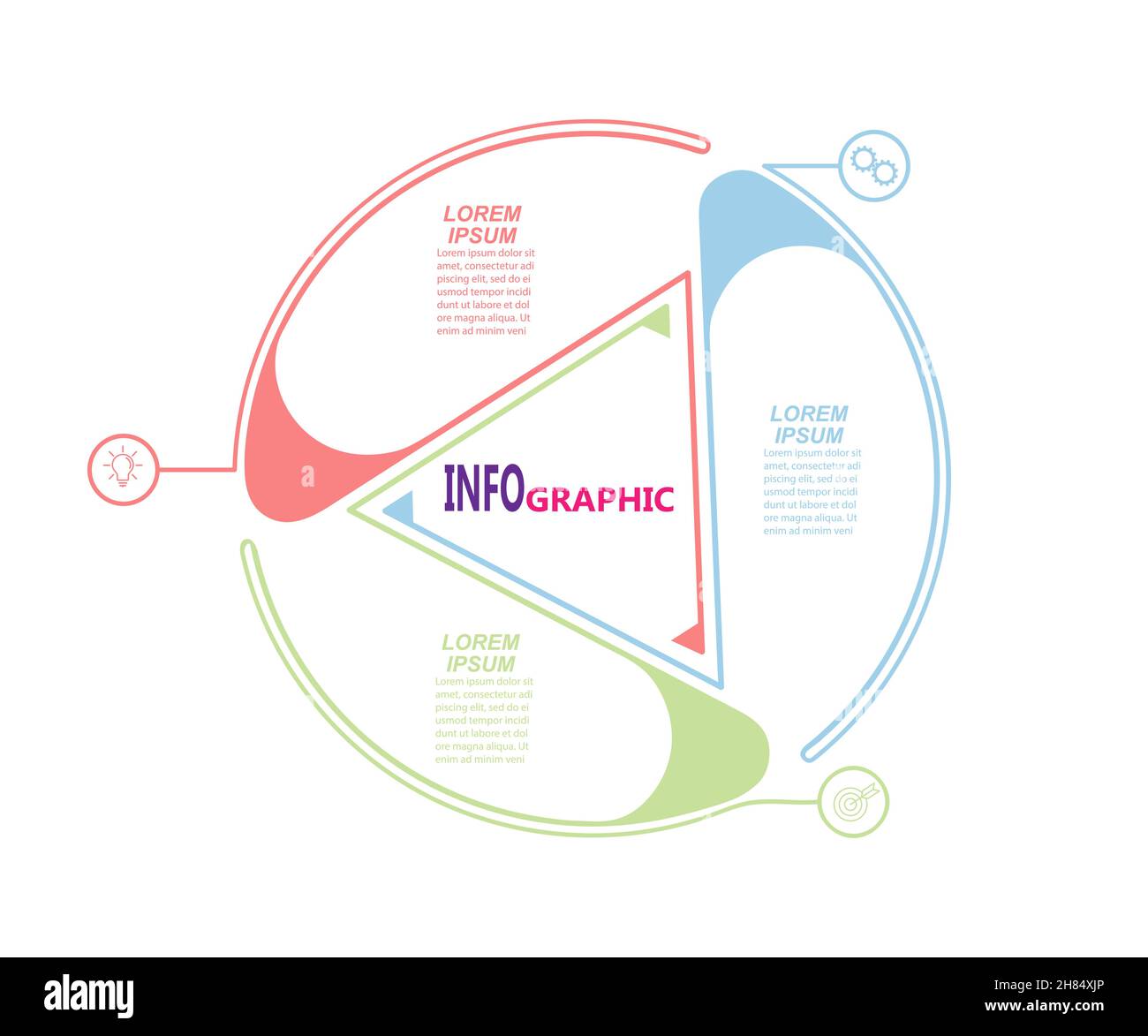Infographics with pictograms. Template of 3 stages of business ...