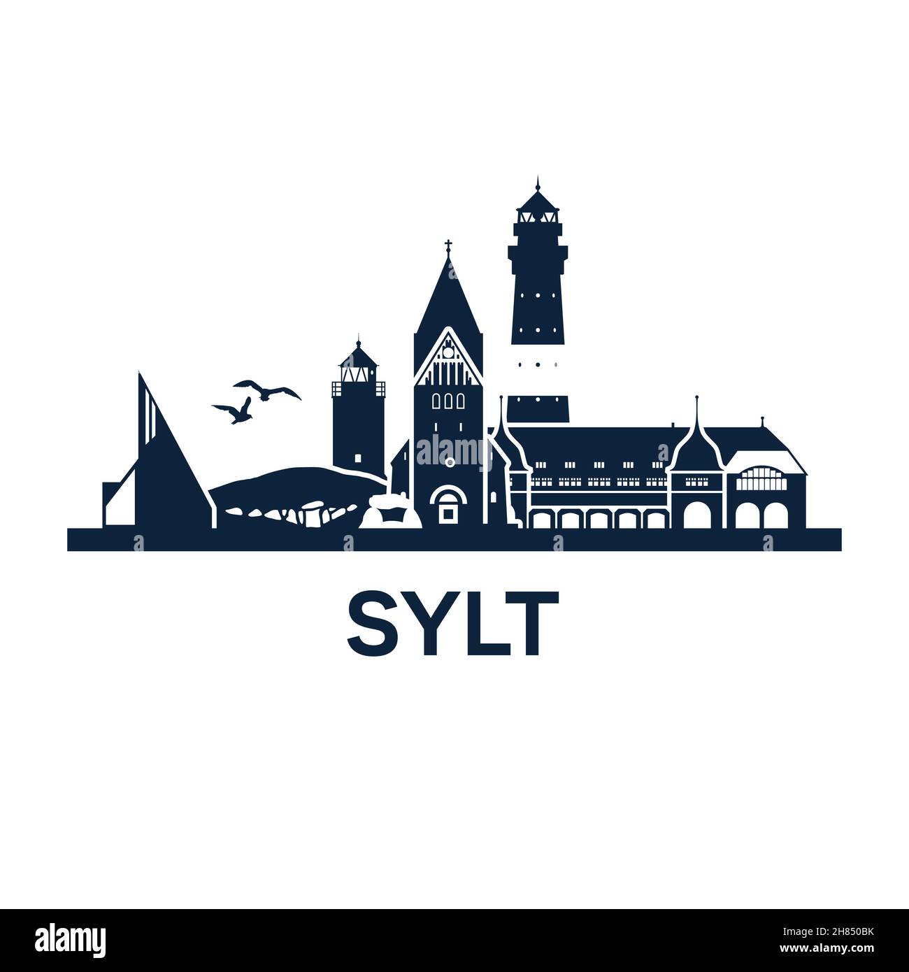 Abstract skyline of island Sylt, vector illustration Stock Vector Image ...