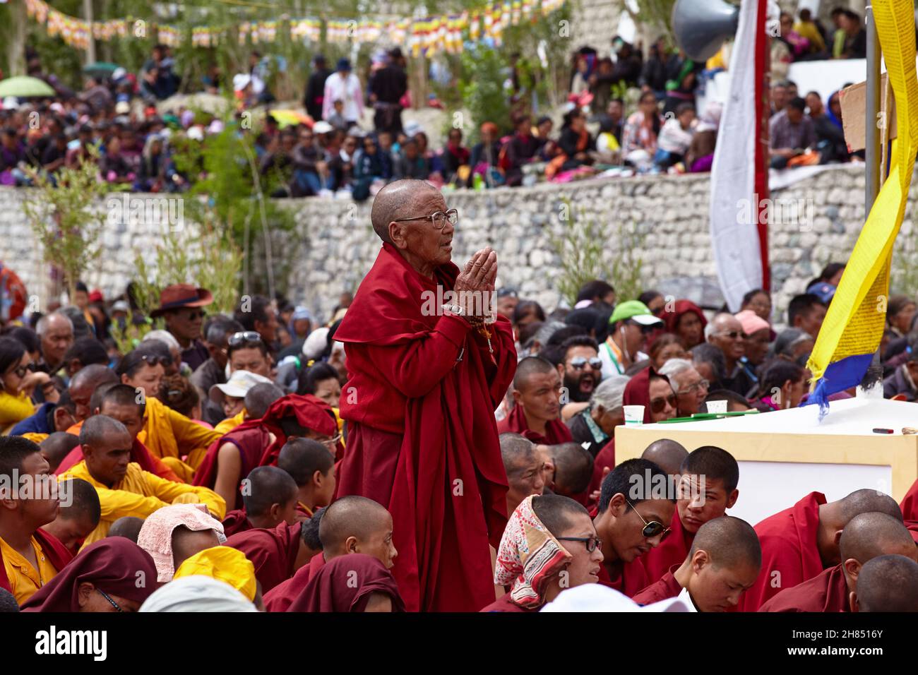 Disket, Nubra Valley. India. 13 July 2017. His Holiness the 14 Dalai ...