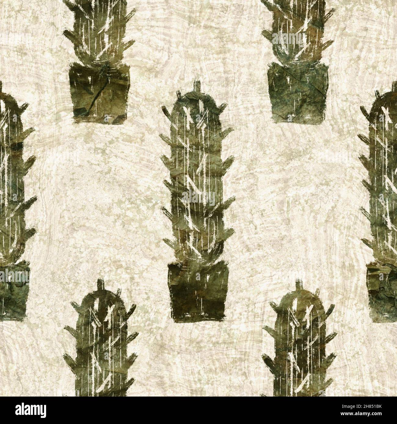 Desert plant on sand texture seamless raster pattern. Organic succulent ...