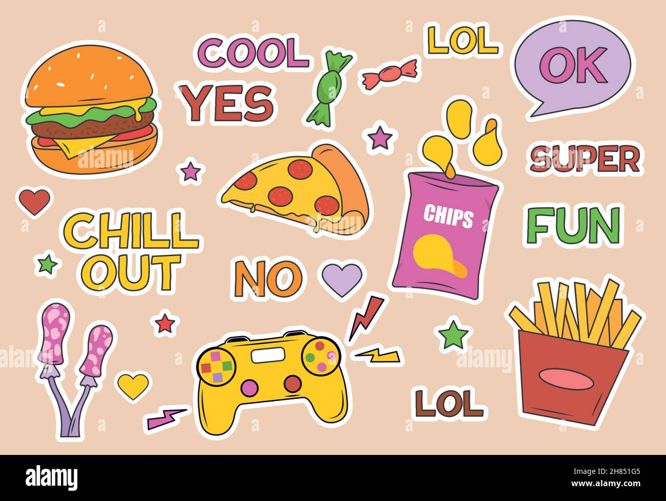 Set of funny stickers Stock Vector Image & Art - Alamy