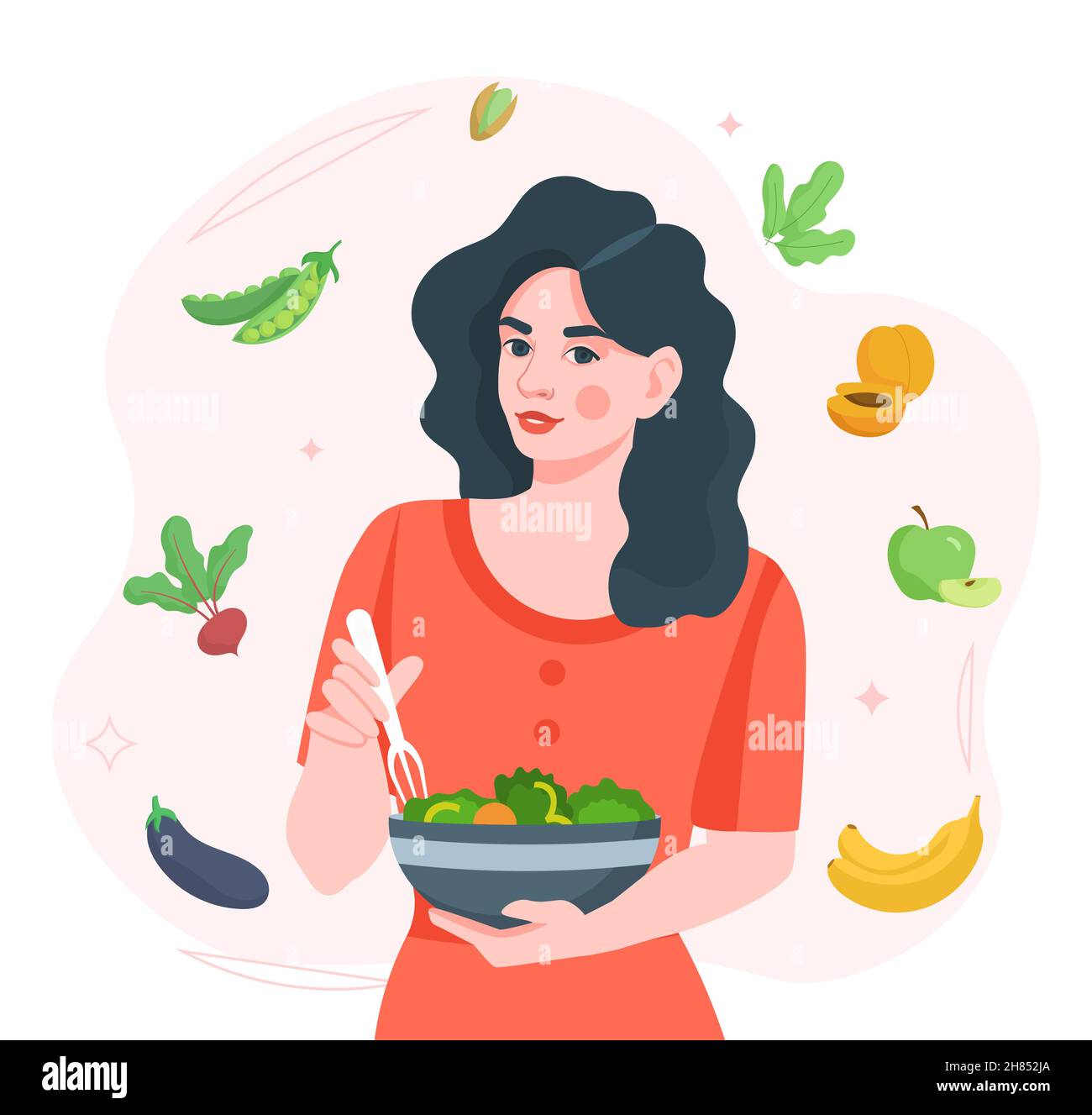 Smile young woman eating Stock Vector Images - Alamy