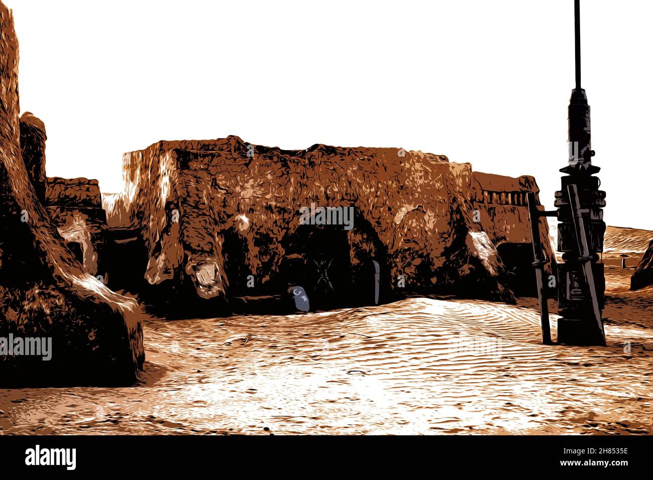 Illustration abandoned scenery of the planet Tatooine for the filming ...
