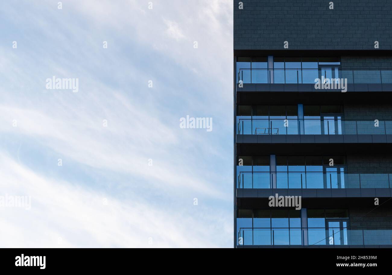 Modern bulding wall, glass and steel dark building exterior Stock Photo ...