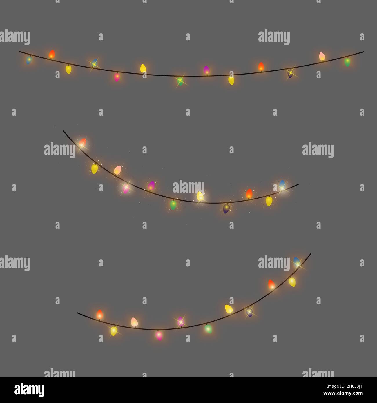 Christmas light bulbs isolated design elements. Glowing lights for Xmas ...