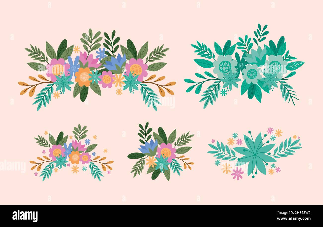 five flower bouquet Stock Vector Image & Art - Alamy