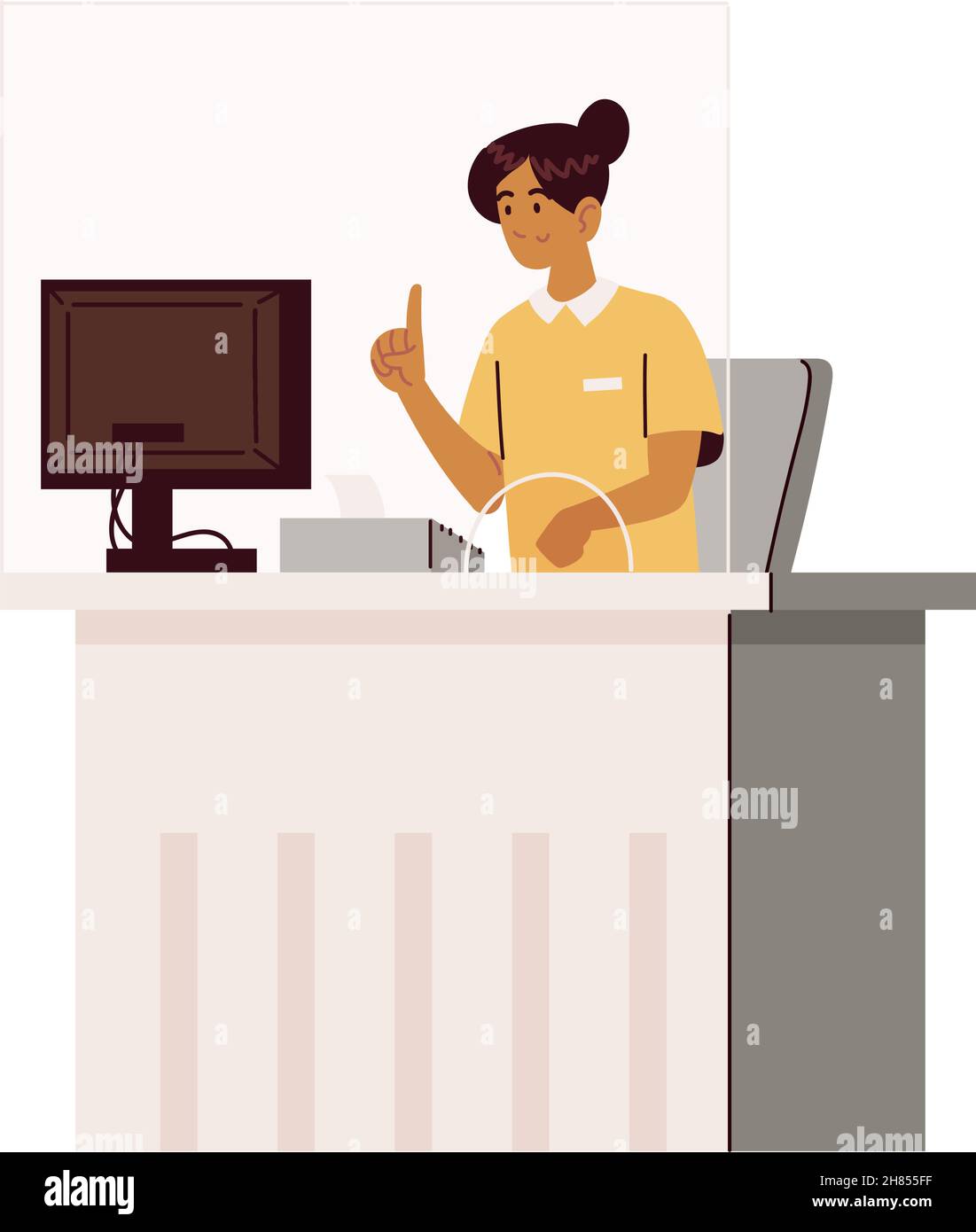 Happy female shop assistant Cut Out Stock Images & Pictures - Alamy