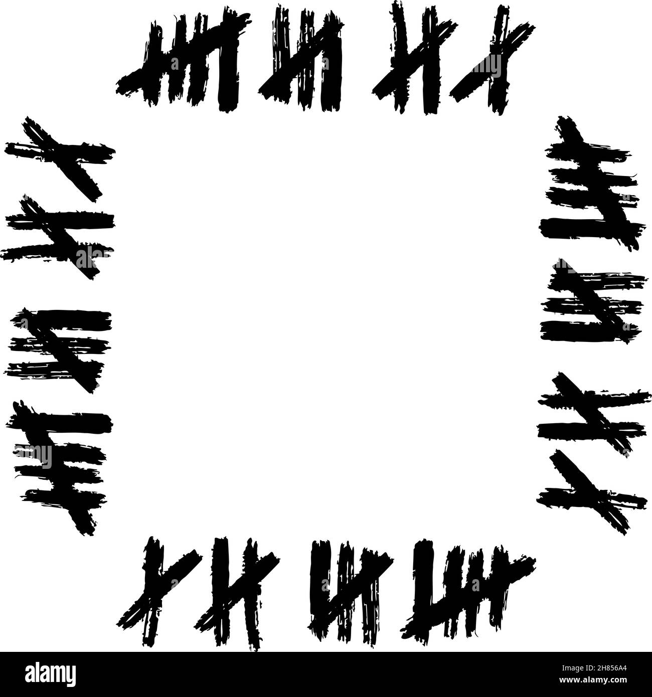 Tally mark frame on a white background or prison wall hash line, strike ...