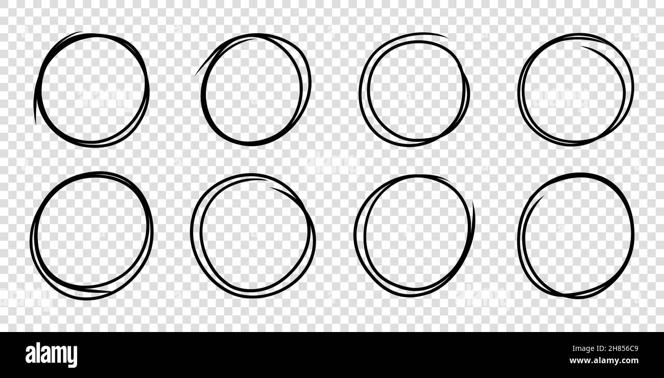 Doodle circle sketch. Hand drawn round shape. Vector circular frames ...
