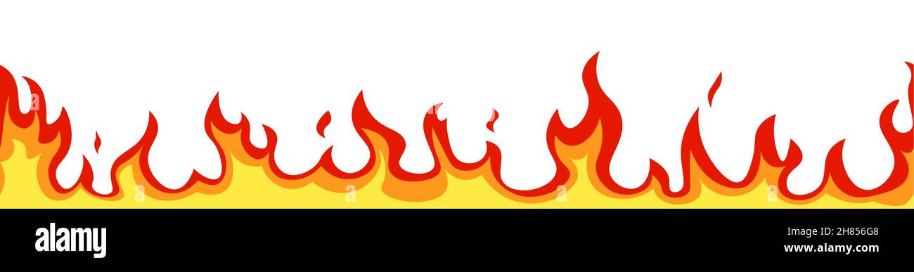 Seamless fire flame. Cartoon orange bonfire effect. Vector template ...