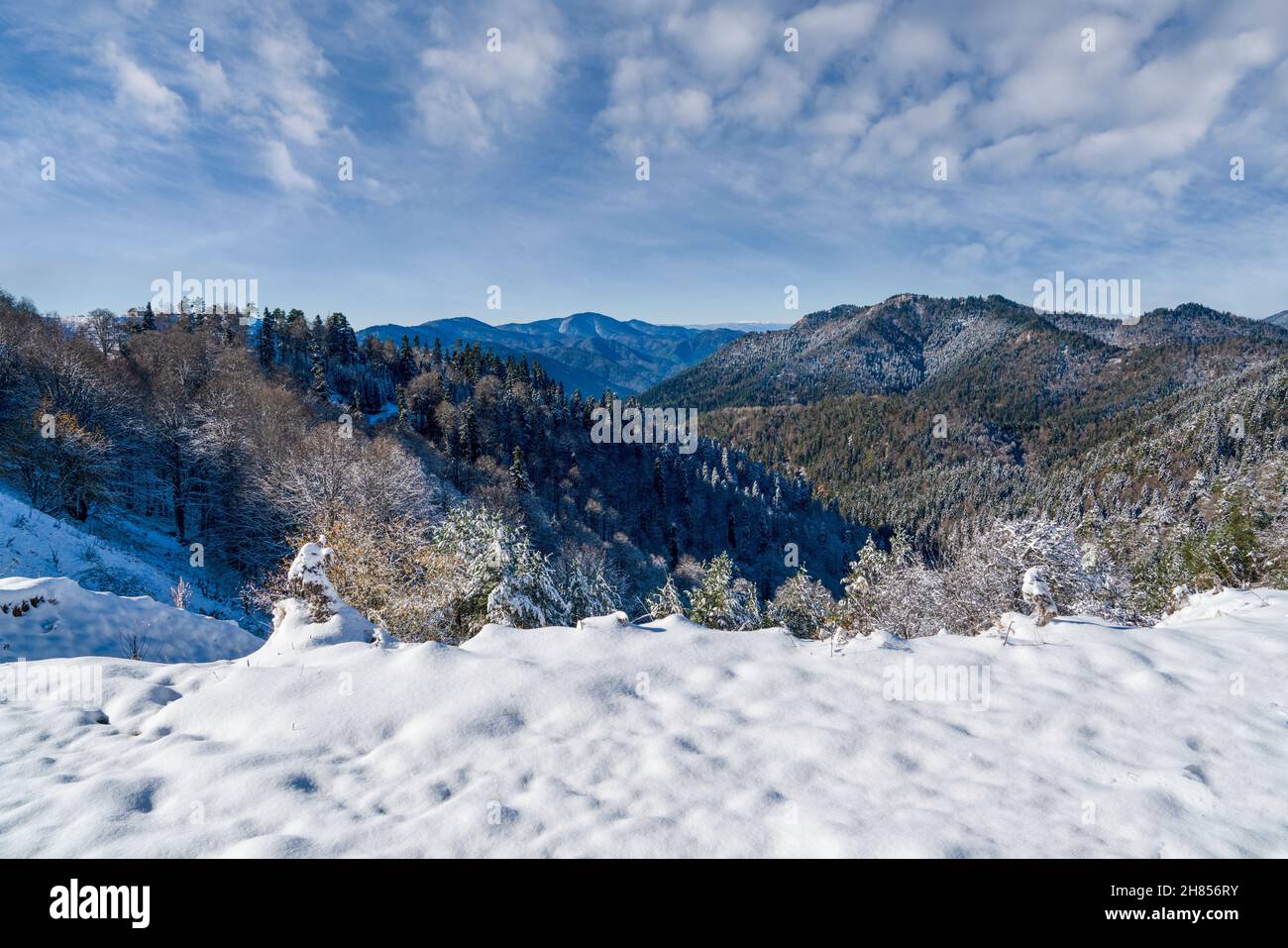 View of Bolu Mountains from Bolu Yedigoller National Park road on a ...