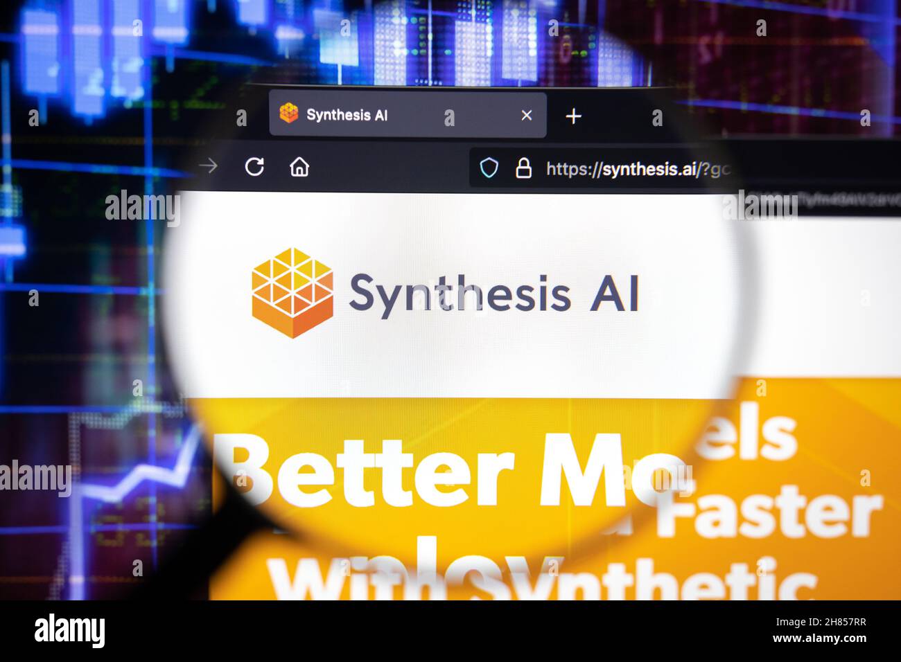 Synthesis AI company logo on a website, seen on a computer screen ...