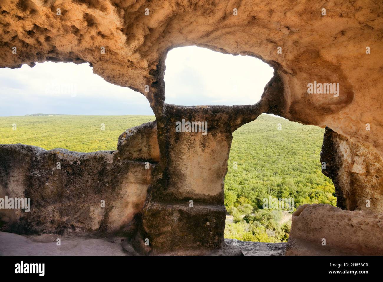 Rock City. Entrance to a man-made cave in a limestone rock. A place of ...