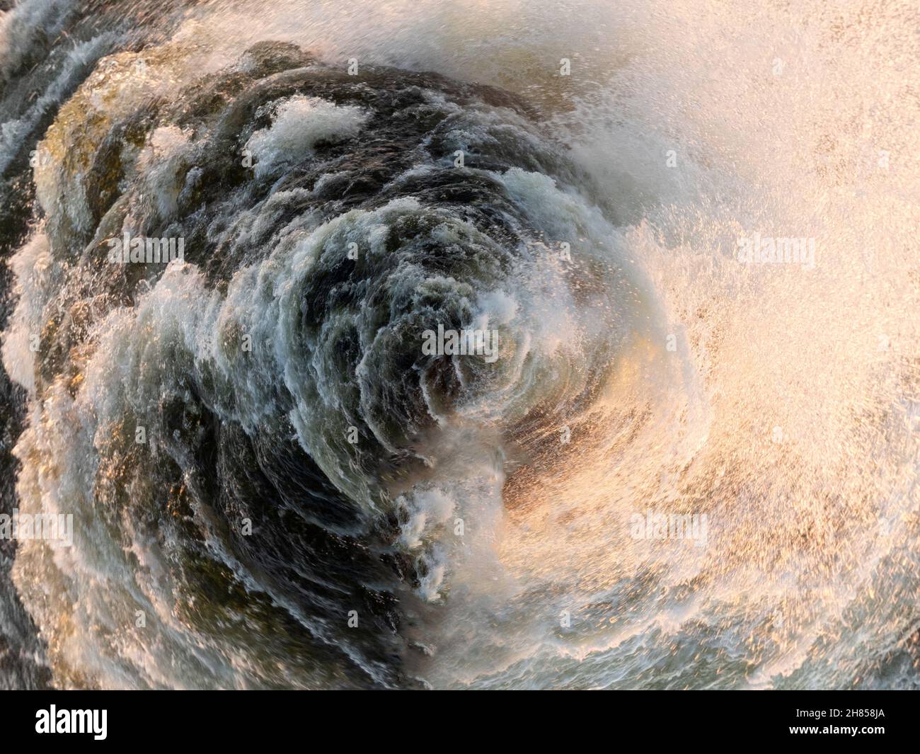 Water sea swirling spherical background. Rough water in the whirlpool ...